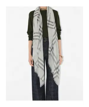 Burberry Wide Check Frayed-edge Scarf