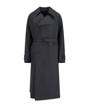 LEMAIRE Double-breasted Belted Trench Coat - Black