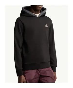 Moncler Brushed Cotton Logo Hoodie - Black