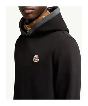 Moncler Brushed Cotton Logo Hoodie - Black