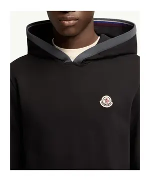 Moncler Brushed Cotton Logo Hoodie - Black