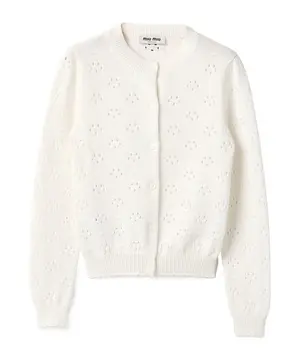 Miu Miu Cotton Cardigan With Ribbed Details