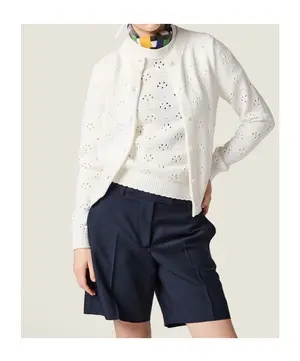 Miu Miu Cotton Cardigan With Ribbed Details