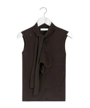 LEMAIRE Tie-neck Sleeveless Knitted Top - Dark Cocoa