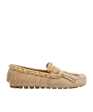 Valentino Garavani Rockstud Plaster Caster Square Toe Loafers - Nude