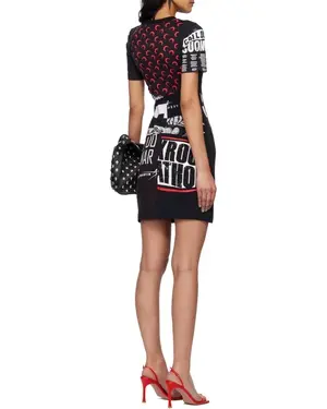 MARINE SERRE Graphic-printed Patchwork Mini Dress - Black