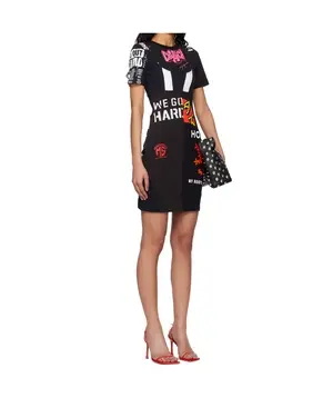 MARINE SERRE Graphic-printed Patchwork Mini Dress - Black