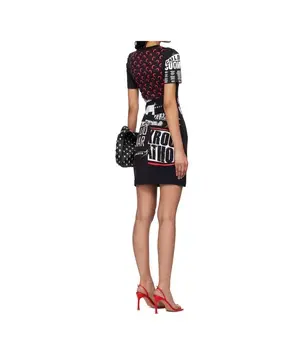MARINE SERRE Graphic-printed Patchwork Mini Dress - Black