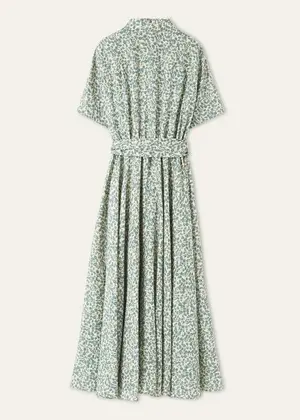 Loro Piana Printed Maxi Dress With Shirt Collar And Belt