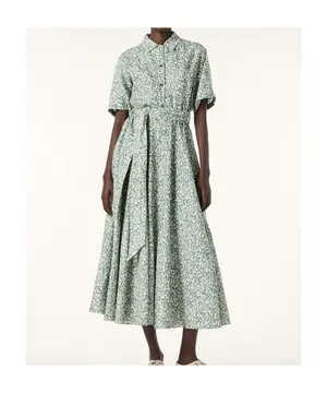 Loro Piana Printed Maxi Dress With Shirt Collar And Belt