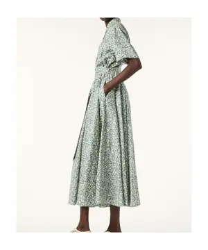 Loro Piana Printed Maxi Dress With Shirt Collar And Belt
