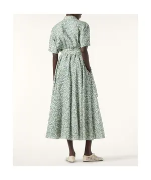 Loro Piana Printed Maxi Dress With Shirt Collar And Belt