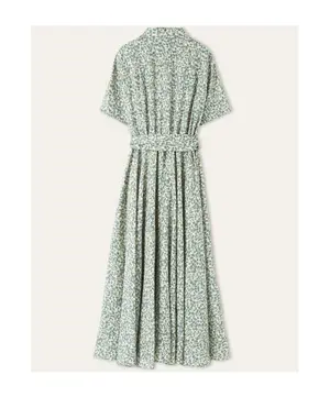 Loro Piana Printed Maxi Dress With Shirt Collar And Belt