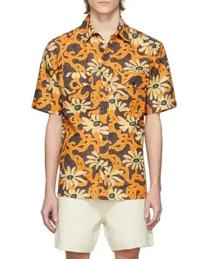 Nanushka Floral Printed Short-sleeved Shirt - Nude
