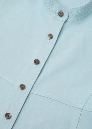 Loro Piana Stand Collar Embroidered Lace Trim Shirt