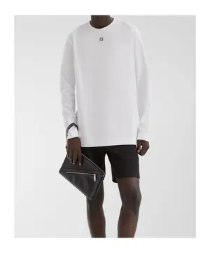 Fendi Ff Plaque Long Sleeved Crewneck T-shirt