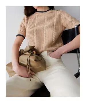 Liu Jo Short-sleeve Knit Sweater With Decorative Buttons - Beige