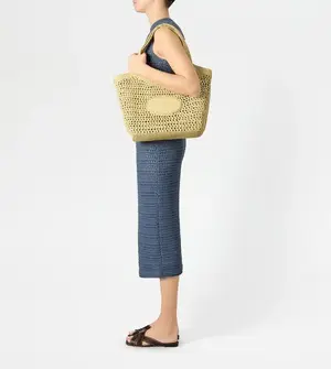 TOD'S Shopping Bag In Raffia And Leather Medium