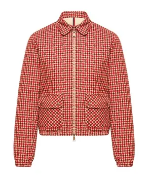 Moncler Lanset Velvet Down Shirt Jacket - Red