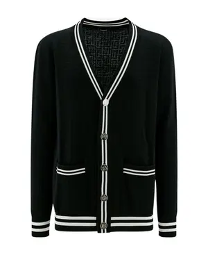 Balmain V-neck Knitted Cardigan With Logo Buttons
