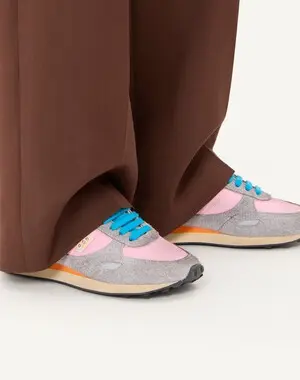 Valentino Garavani Stud-up Trainers In Split Leather And Nylon With Butterfly Embroidery