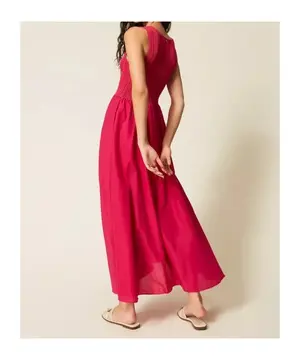 TWINSET Knitted Sleeveless Maxi Dress With V-neck - Red