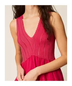 TWINSET Knitted Sleeveless Maxi Dress With V-neck - Red