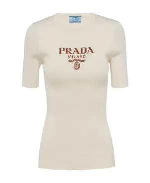 Prada Silk Crew-neck Sweater With Logo