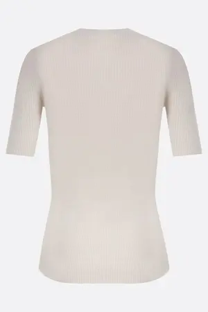 Prada Silk Crew Neck Sweater With Inlaid Logo
