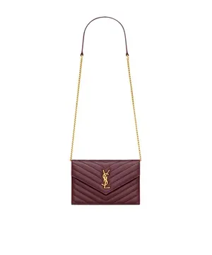 Saint Laurent Cassandre Envelope Chain Wallet - Red