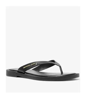 Michael Kors Koko Leather Flip Flop Sandals - Black