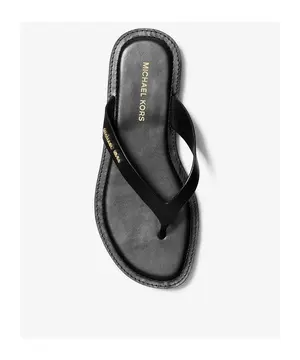 Michael Kors Koko Leather Flip Flop Sandals - Black