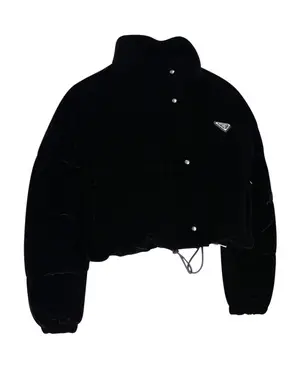 Prada Convertible Cropped Velvet Down Jacket