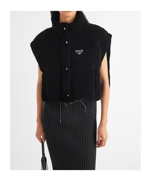 Prada Convertible Cropped Velvet Down Jacket