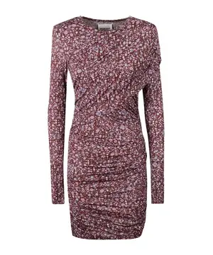 Isabel Marant Étoile Long Sleeve Floral Print Gathered Dress - Red