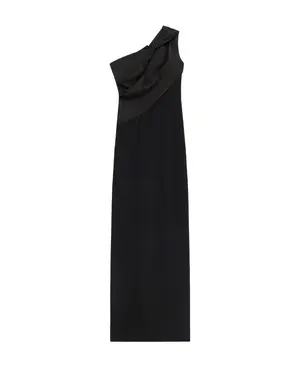 Givenchy Asymmetrical Draped Viscose Blouse And Crepe De Chine Straight Skirt Dress