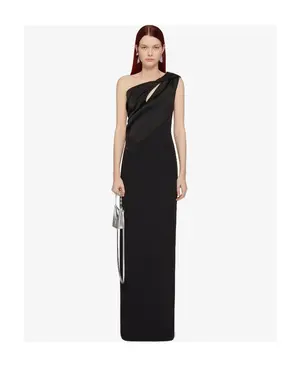 Givenchy Asymmetrical Draped Viscose Blouse And Crepe De Chine Straight Skirt Dress
