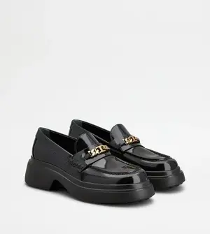 TOD'S Leather Loafers With Chain Detail