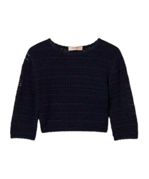 TWINSET Cropped Openwork Jumper - Black