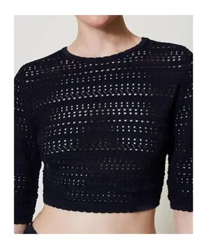 TWINSET Cropped Openwork Jumper