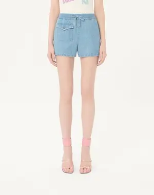 Valentino Garavani Denim Shorts With Tie Detail