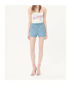Valentino Garavani Denim Shorts With Tie Detail