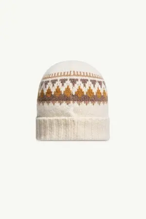 Moncler Jacquard Wool Cashmere Blend Beanie - White