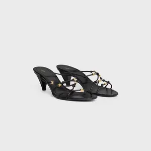 Celine Uptown Heeled Mule In Goatskin In Goatskin