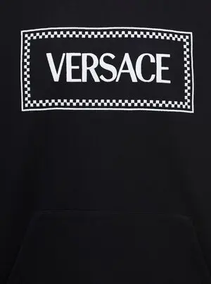 Versace Embroidered-90s Vintage Logo Drawstring Hoodie