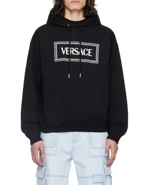 Versace Embroidered-90s Vintage Logo Drawstring Hoodie