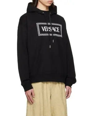 Versace Embroidered-90s Vintage Logo Drawstring Hoodie