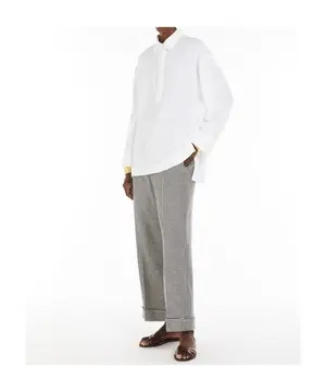 Max Mara Linen And Cotton Basketweave Trousers