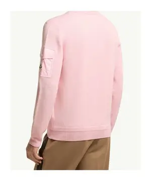 Moncler Crew Neck Long Sleeve Wool Sweater - Light Pink