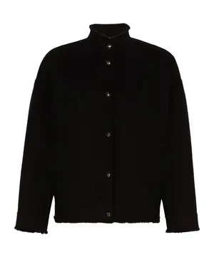 Max Mara Double Jersey Wool Bomber Jacket - Black